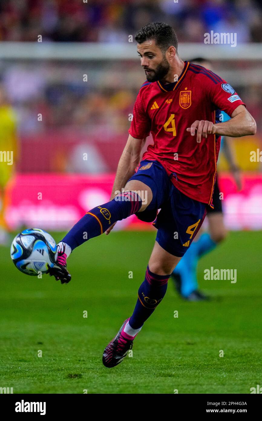 Spain's Nacho controls the ball during the Euro 2024 group A qualifying ...