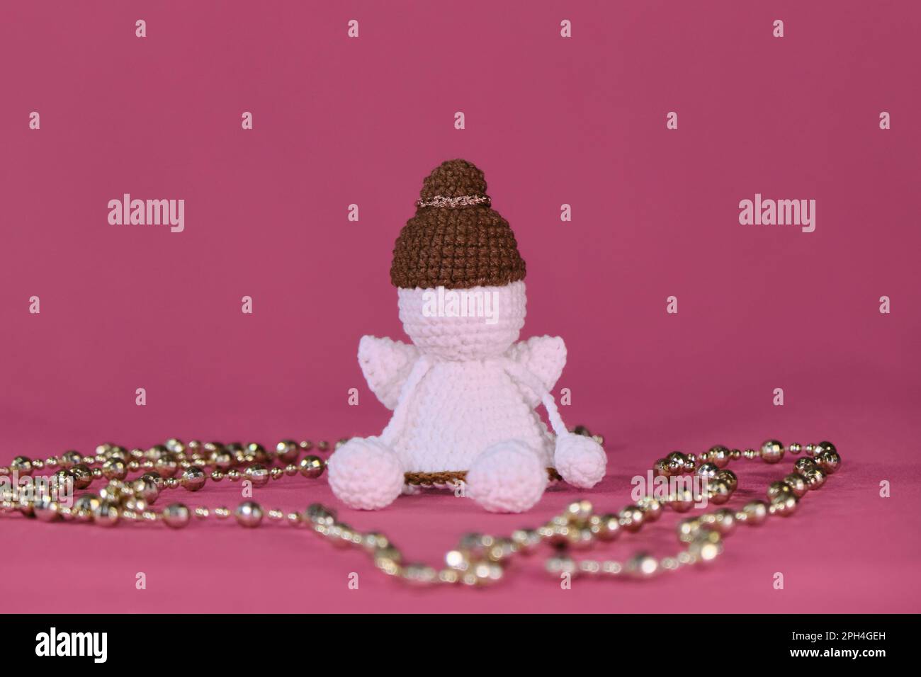 Cute little angel crocheted, handmade art. Amigurumi one white angel ...