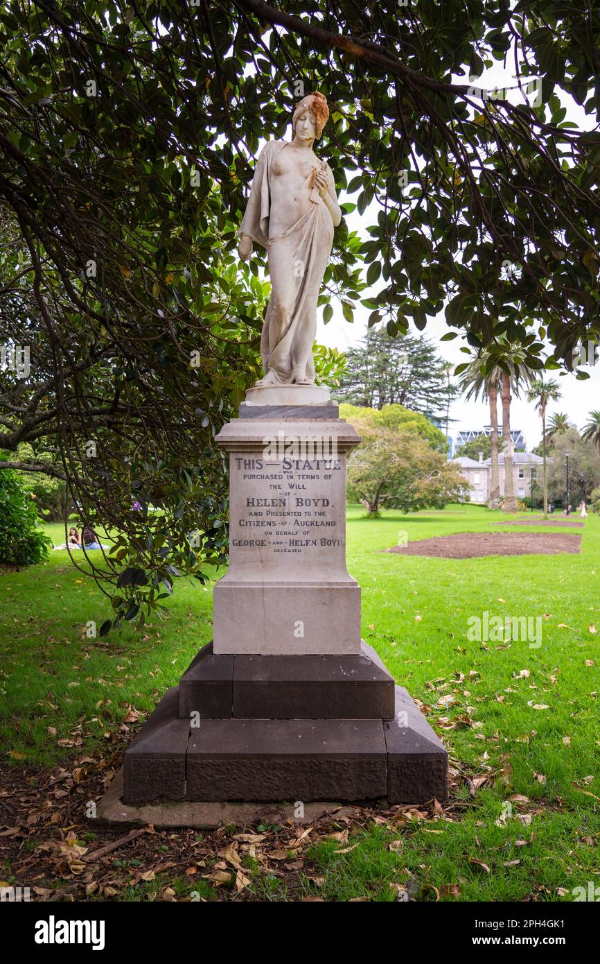 Auckland, New Zealand - March, 2023: Marble statue of a woman with a ...