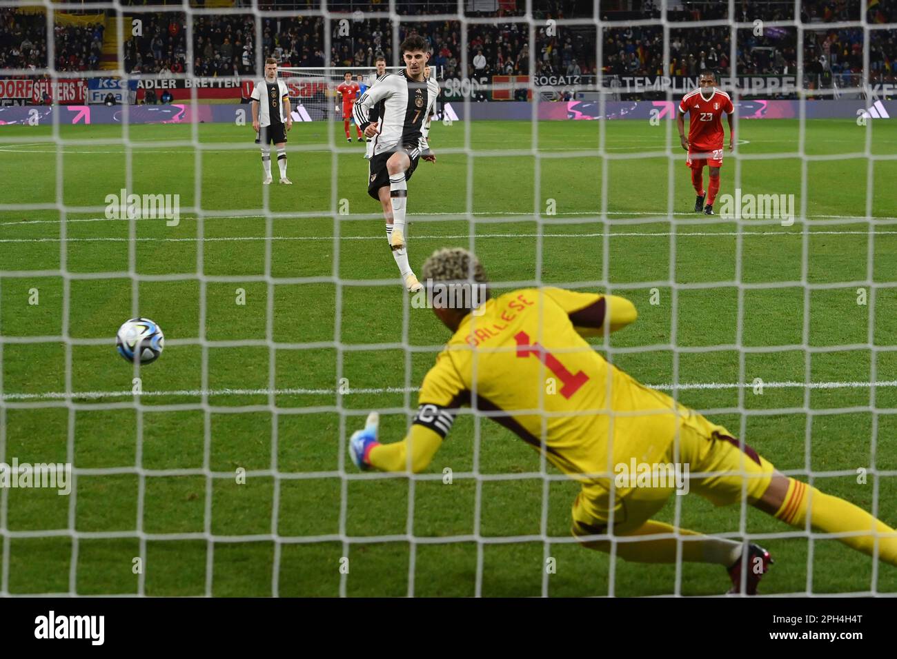 Mainz, Deutschland. 25th Mar, 2023. Kai HAVERTZ (GER) misses a penalty ...