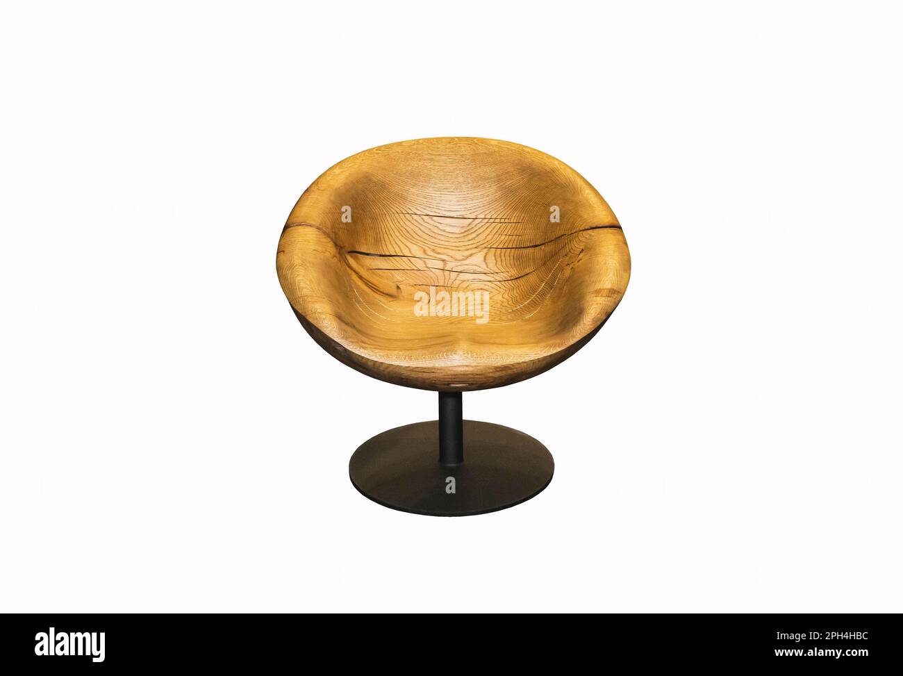 Luxurious armchair made of solid oak log. Interior element Stock Photo ...