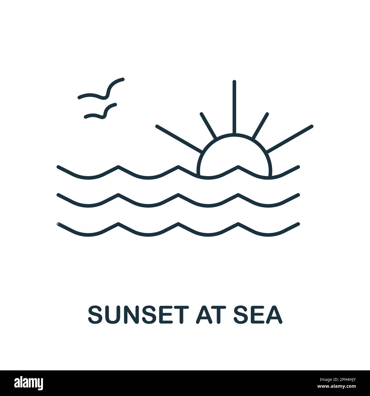 Sunset At Sea line icon. Monochrome simple Sunset At Sea outline icon ...