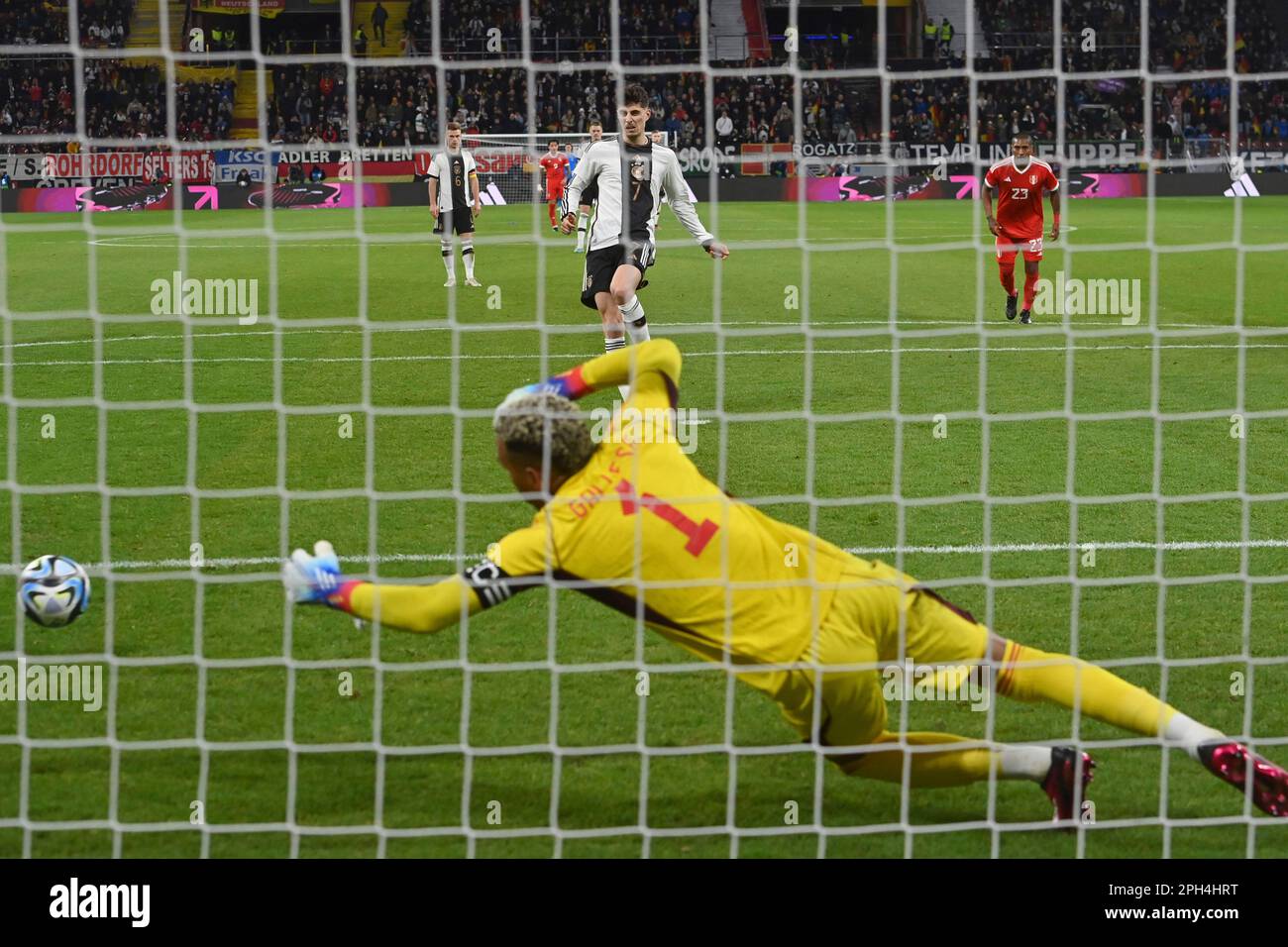 Mainz, Deutschland. 25th Mar, 2023. Kai HAVERTZ (GER) misses a penalty ...