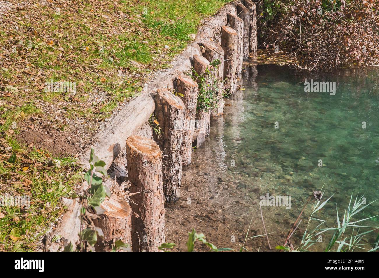 protection of shores from landslides on Lake Blaysko in Slovenia Stock ...
