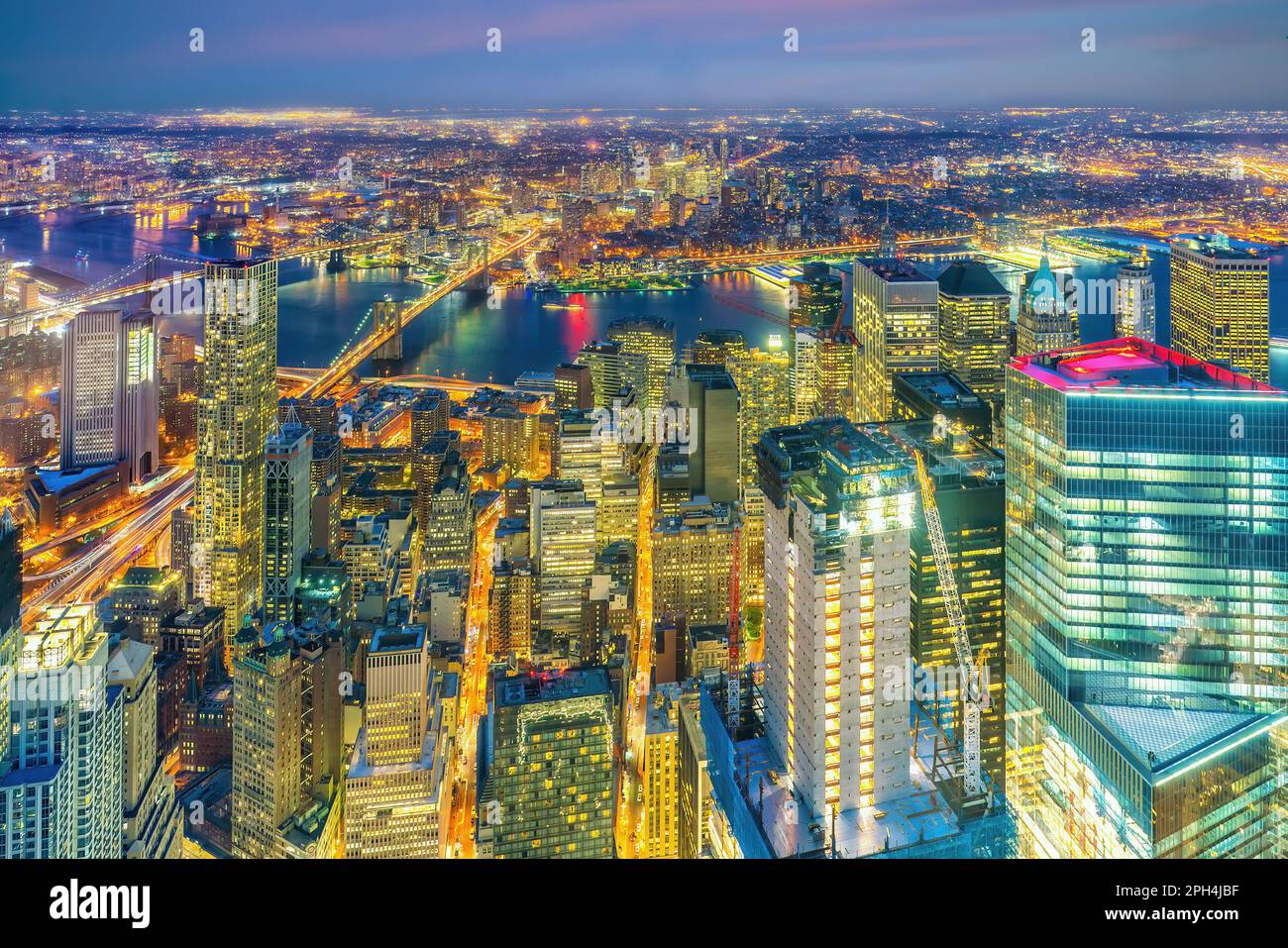Manhattan city skyline cityscape of New York from top view in USA Stock ...