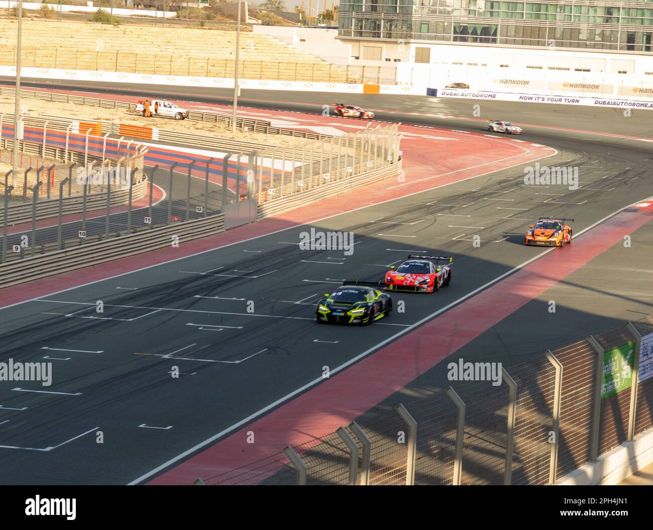 Dubai, UAE - 01.14.2023 - Racing cars on Dubai Autodrome circuit during ...