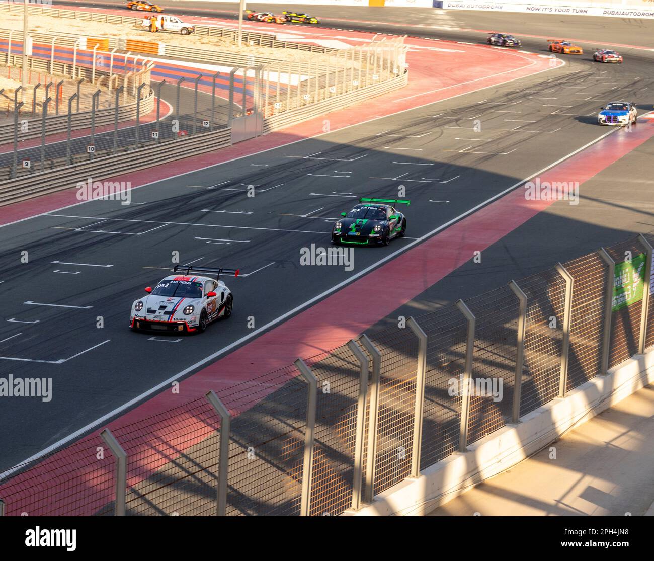 Dubai, UAE - 01.14.2023 - Racing cars on Dubai Autodrome circuit during ...