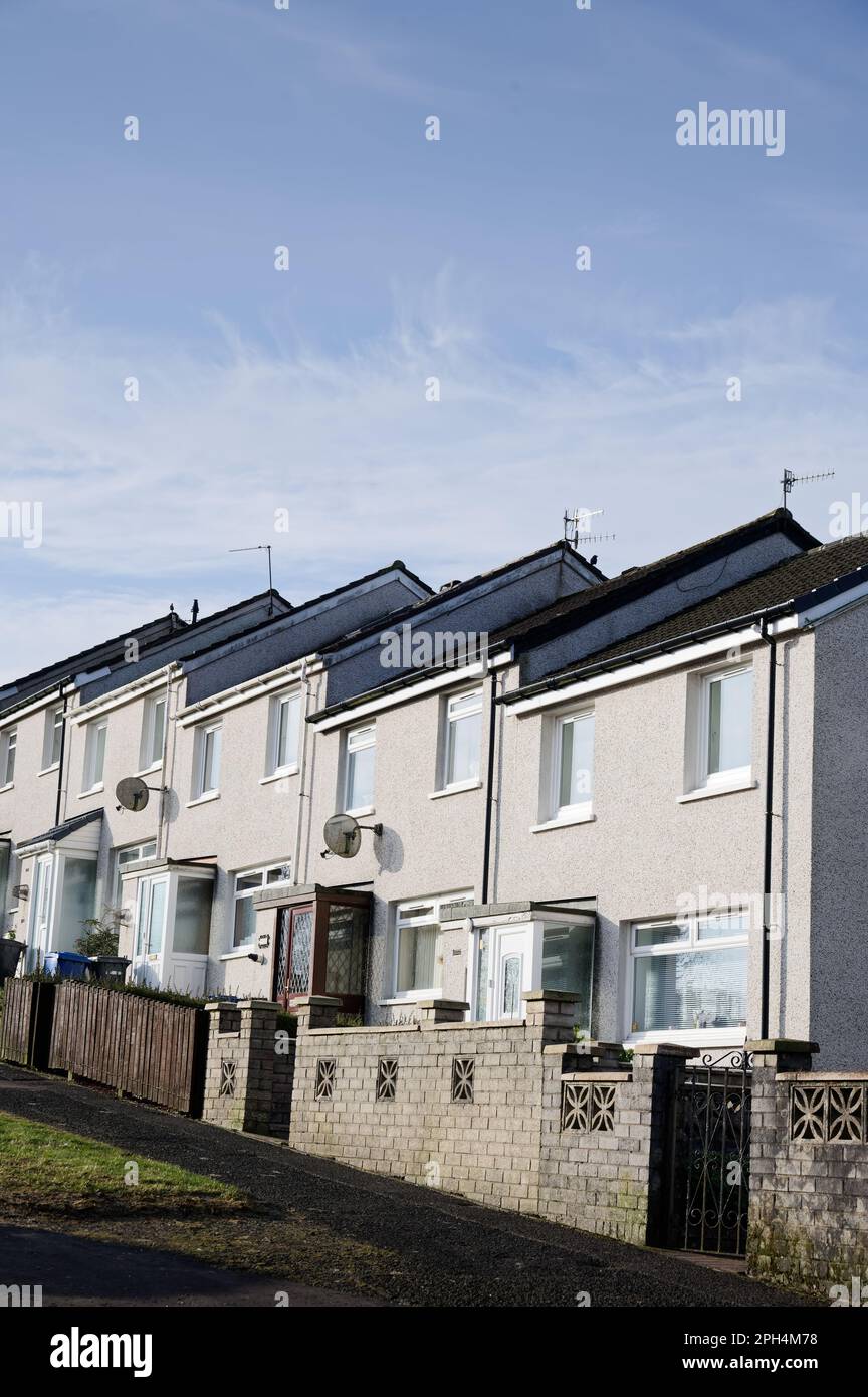 Council houses in poor estate with high populations and many social ...