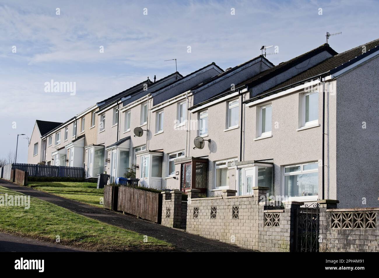 Council houses in poor estate with high populations and many social ...