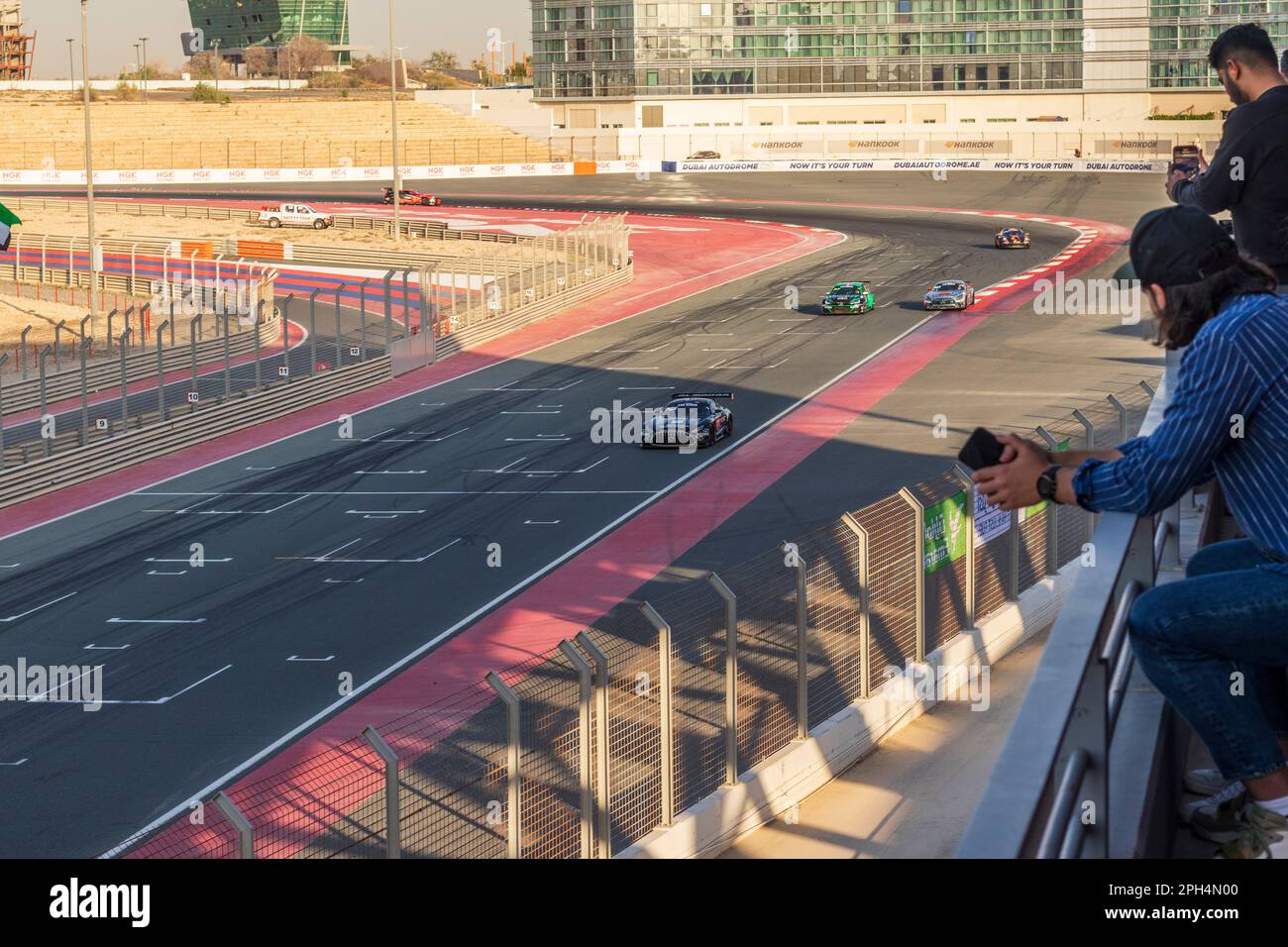 Dubai, UAE - 01.14.2023 - Racing cars on Dubai Autodrome circuit during ...