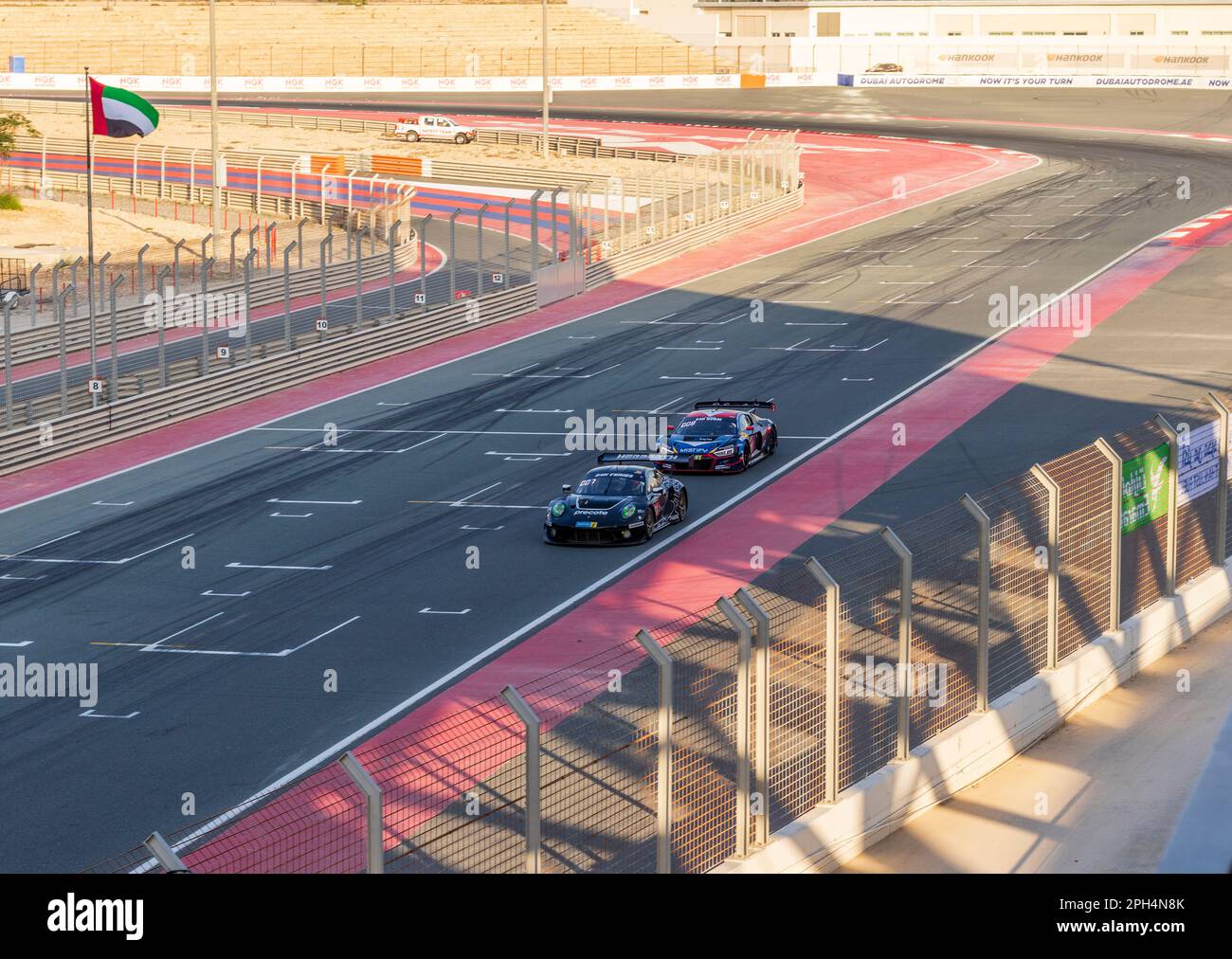 Dubai, UAE - 01.14.2023 - Racing cars on Dubai Autodrome circuit during ...