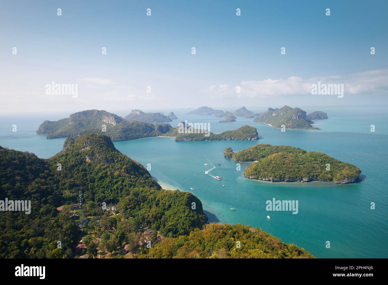 Group of tropical islands in sea. Ang Thong National Marine Park near ...