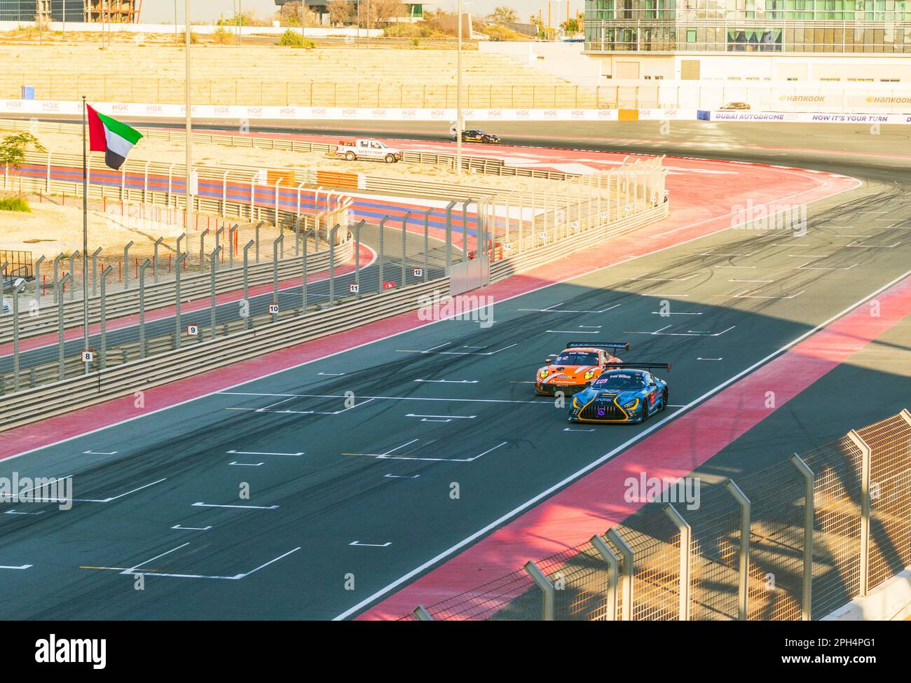 Dubai, UAE - 01.14.2023 - Racing cars on Dubai Autodrome circuit during ...