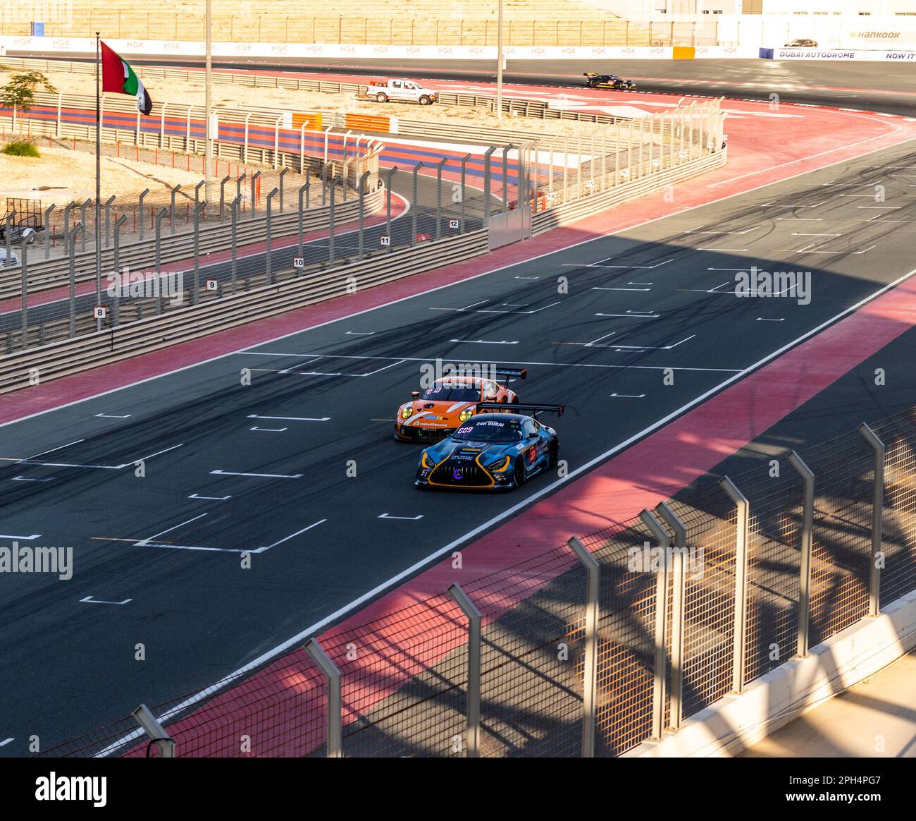 Dubai, UAE - 01.14.2023 - Racing cars on Dubai Autodrome circuit during ...