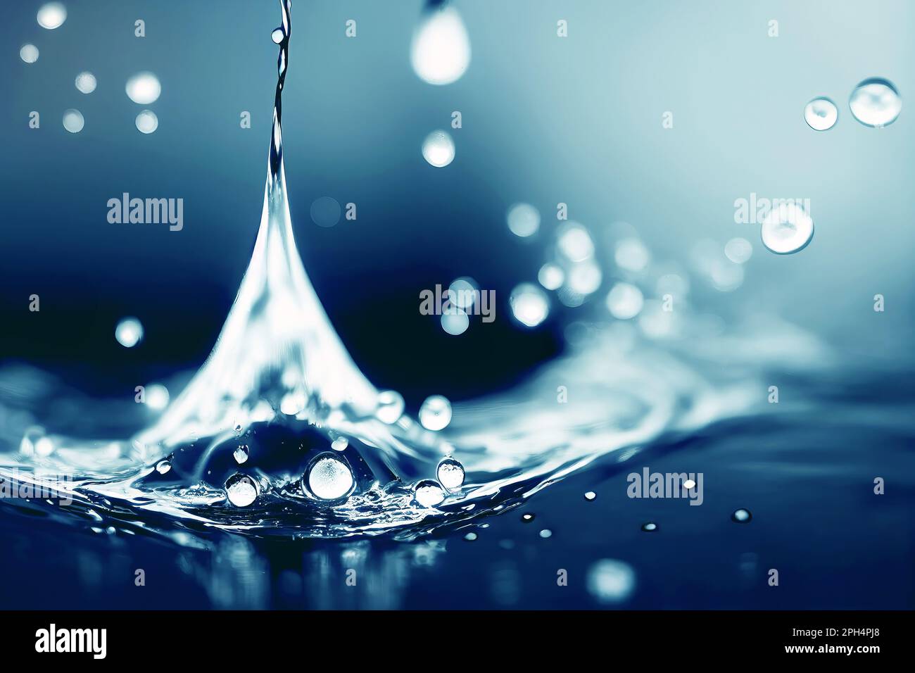 Water splash and water drop. Digital art Stock Photo - Alamy
