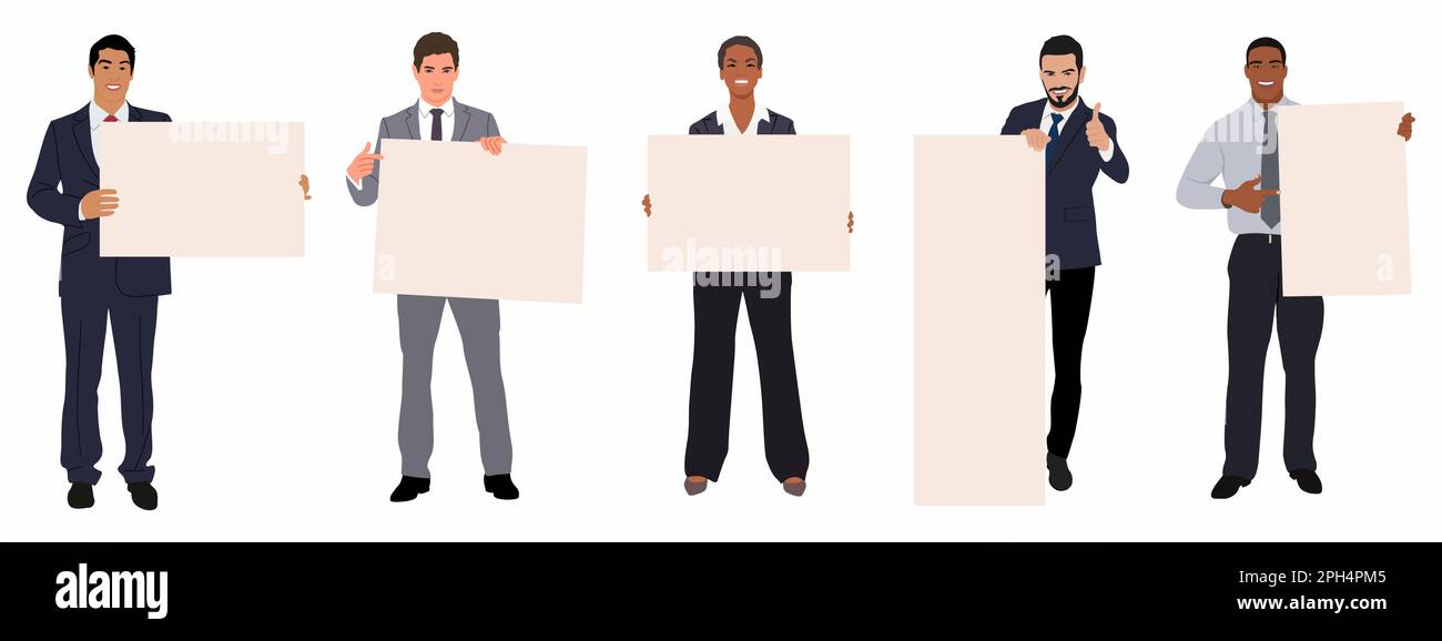 Business People holding blank banners vector set Stock Vector Image ...