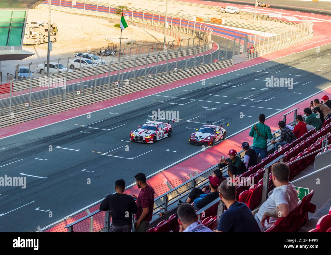 Dubai, UAE - 01.14.2023 - Racing cars on Dubai Autodrome circuit during ...