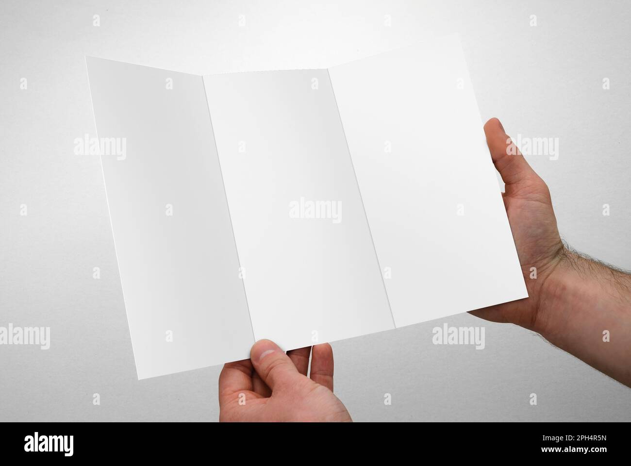 DL Tri-Fold Brochure with Hand Stock Photo - Alamy