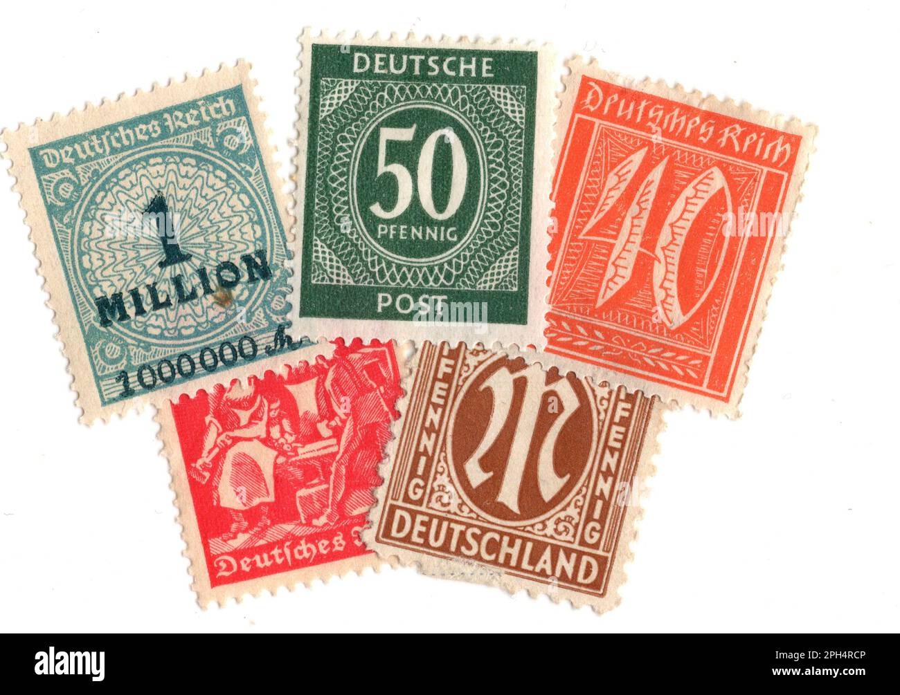 Vintage mint postage stamps from Germany isolated on a white background ...
