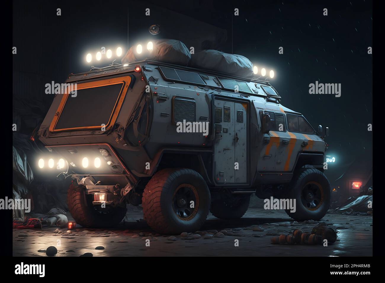 Motorhome post apocalyptic, camper end of the world concept. trailer ...