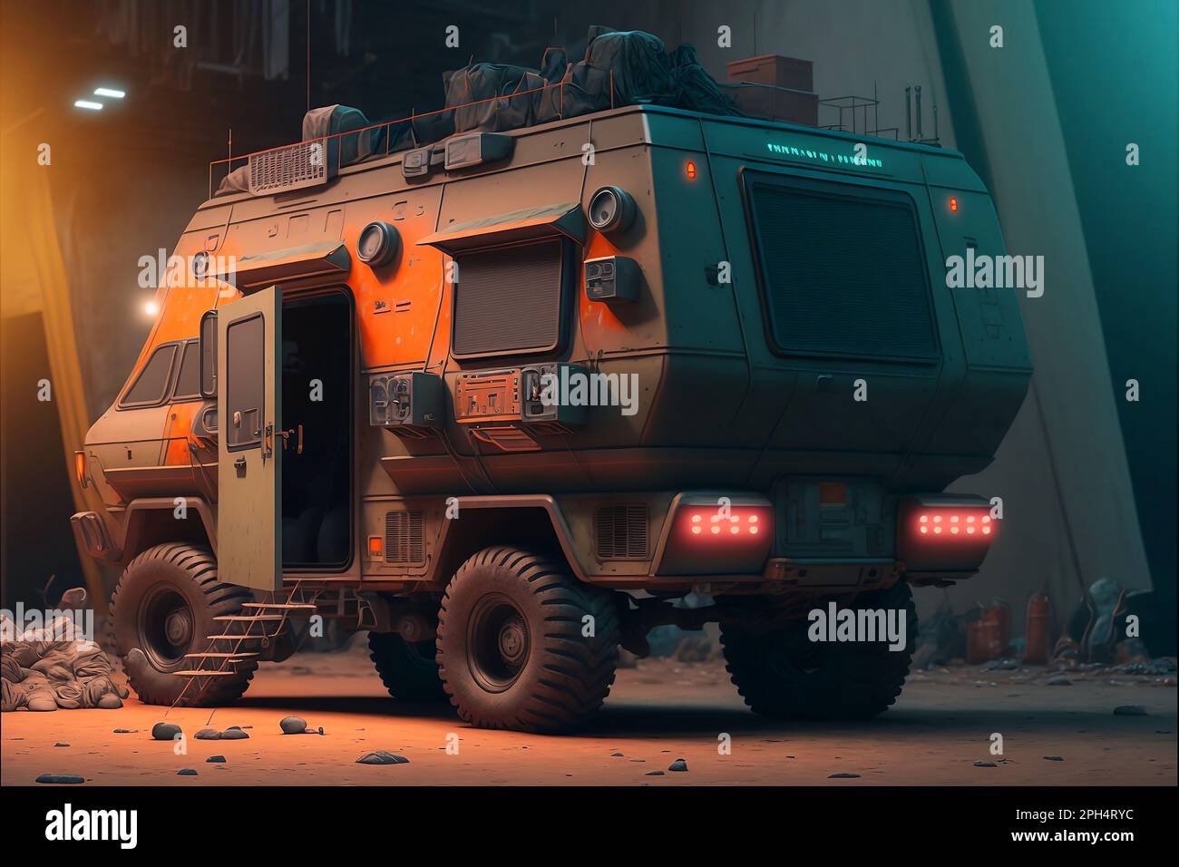 Motorhome post apocalyptic, camper end of the world concept. trailer ...