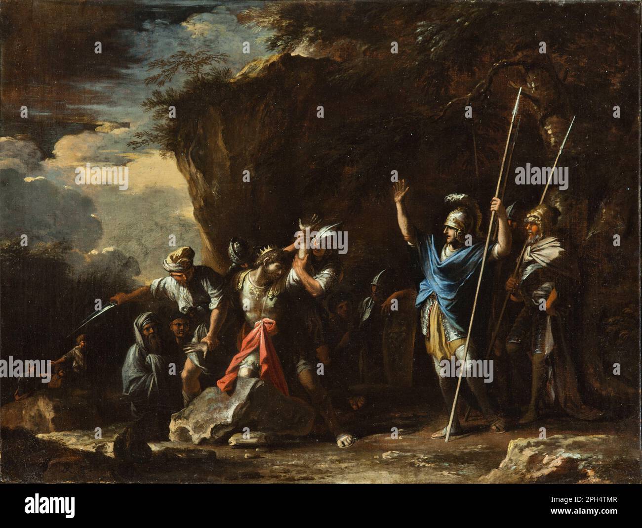 Scene from Greek history: The deaf-mute son of King Croesus prevents ...