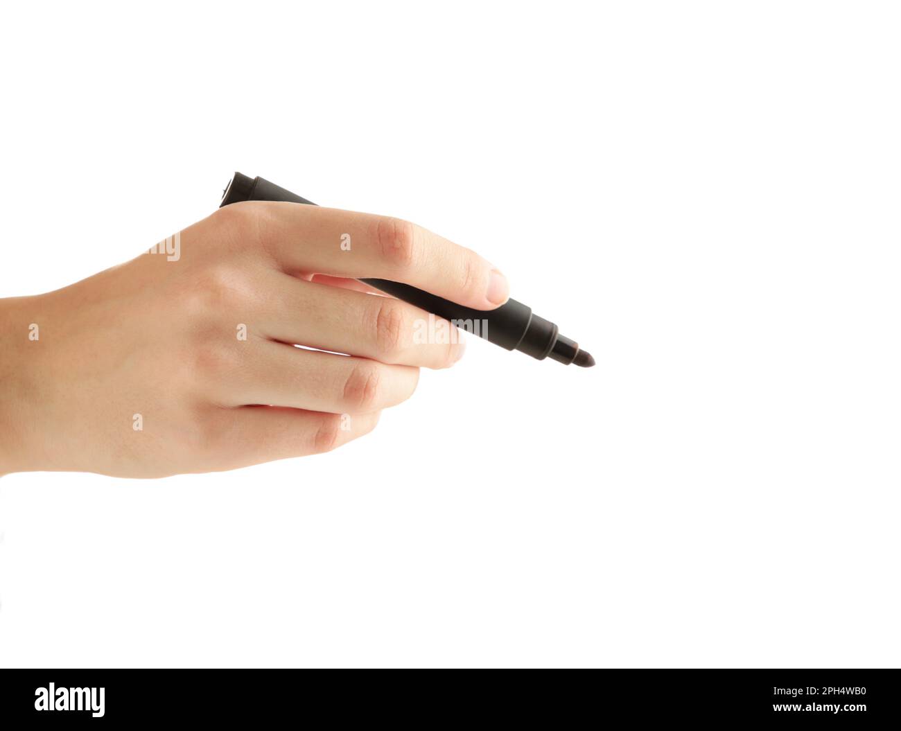 A hand holding a black marker, isolated on white background Stock Photo ...