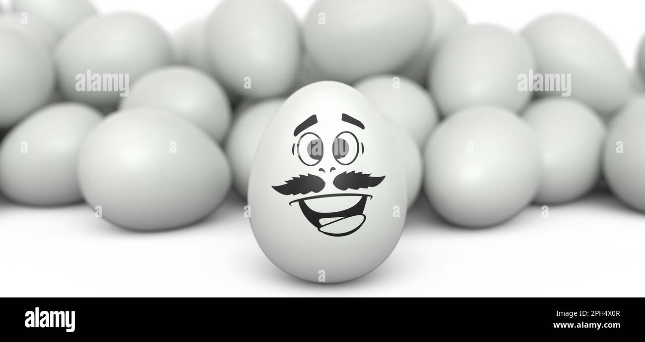 Farm white painted egg with expressions and funny face for breakfast ...