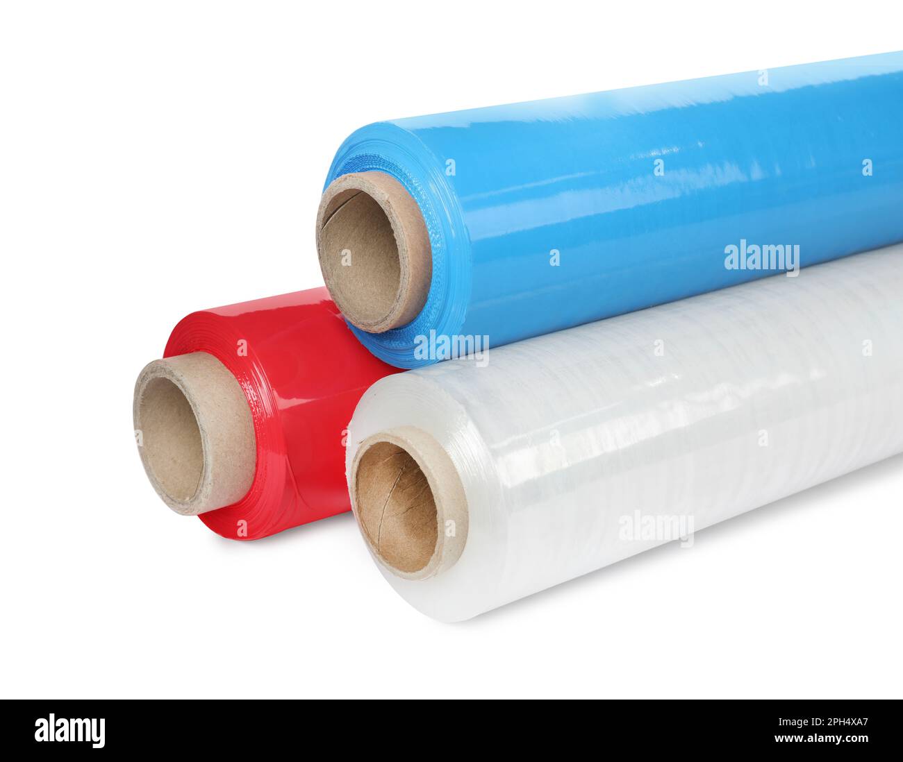 Different plastic stretch wrap films on white background, closeup Stock ...