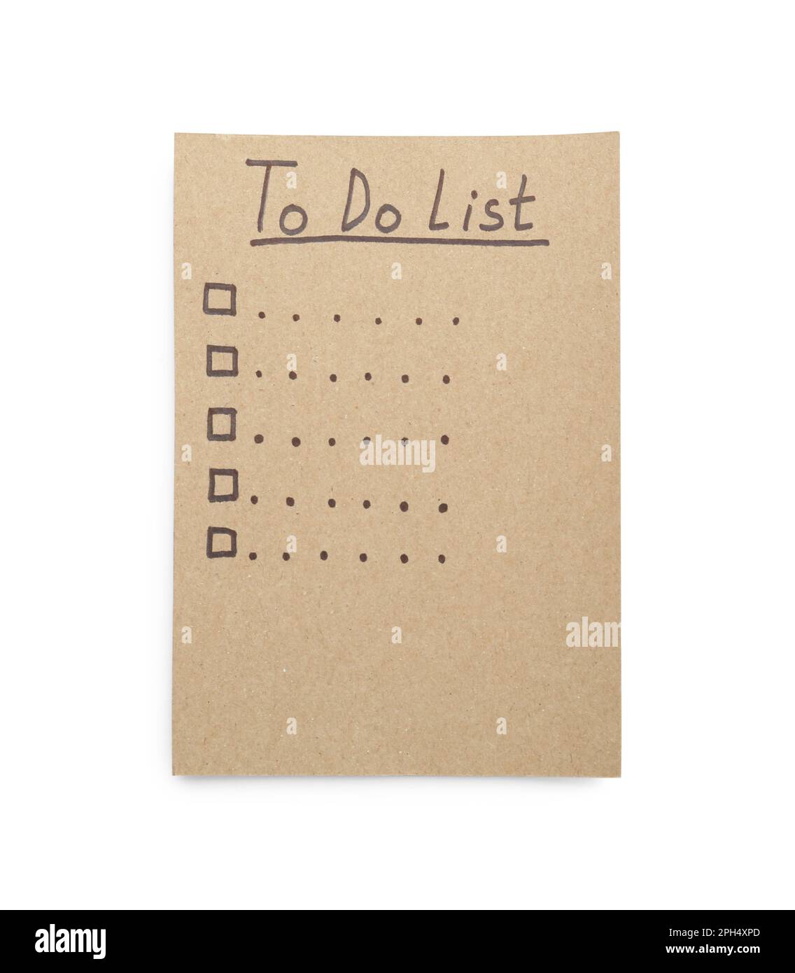 Sheet of paper with unfilled To Do list and checkboxes on white ...
