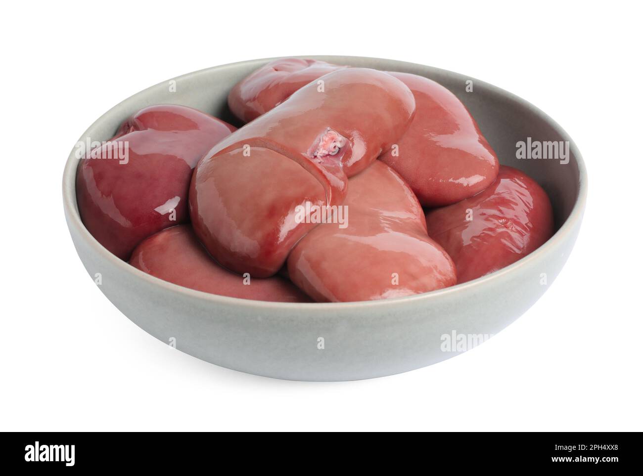 Bowl with fresh raw pork kidneys on white background Stock Photo - Alamy