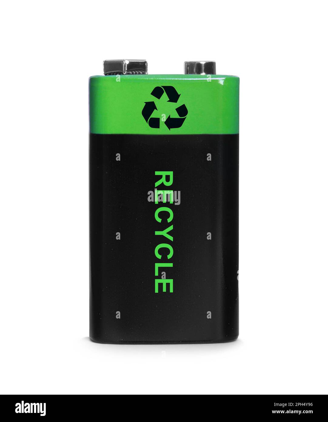 Battery with recycle symbol isolated on white Stock Photo - Alamy