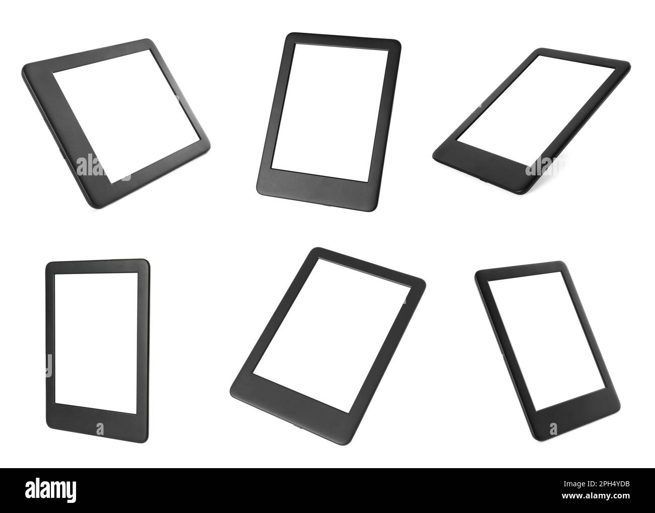 Set with ebook readers on white background Stock Photo - Alamy