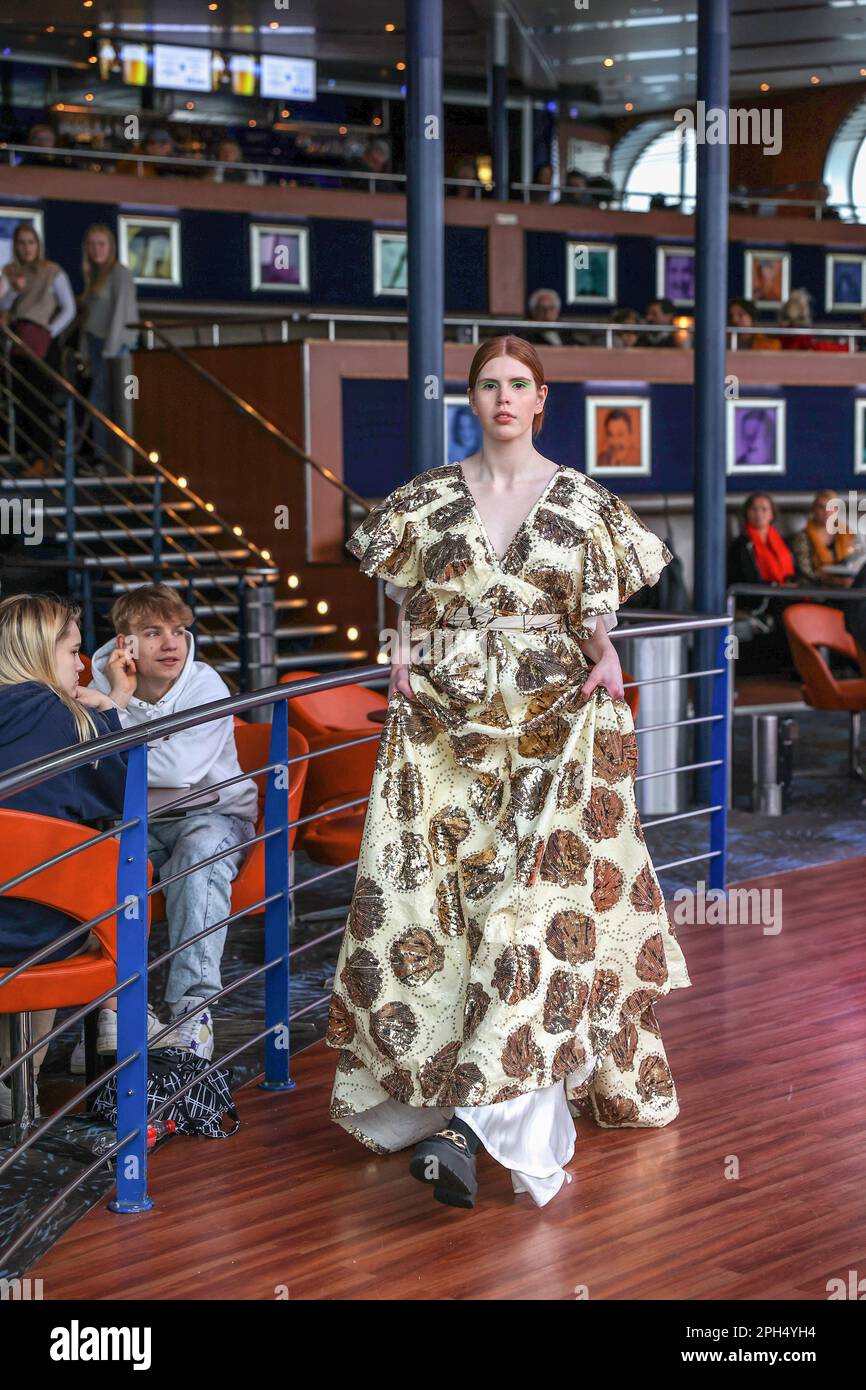 Helsinki, Finland. 24th Mar, 2023. A model showcasing a dress from ...