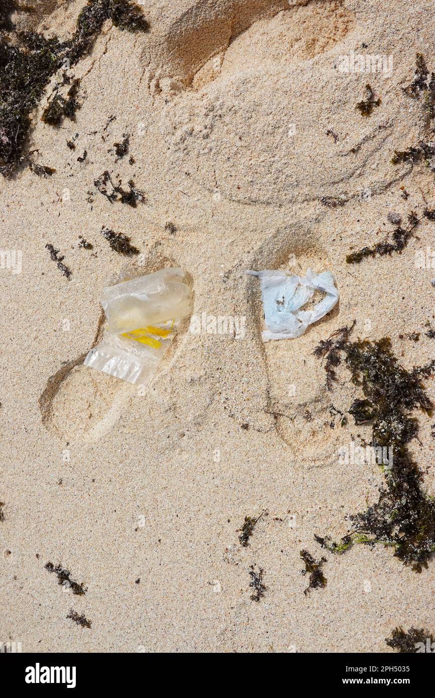 Footprint, human footprint with plastic waste Stock Photo - Alamy