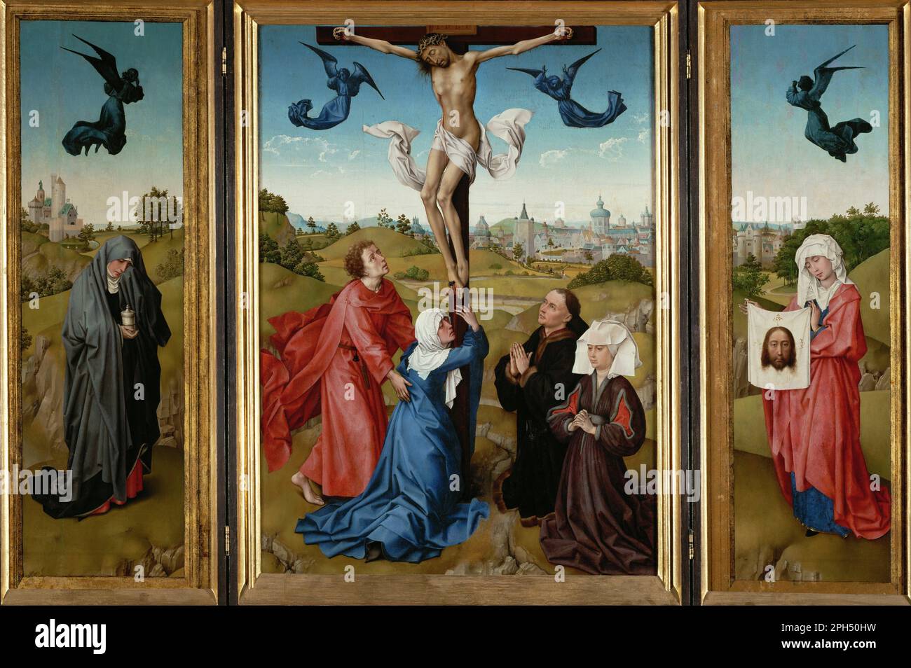 Crucifixion Triptych between 1443 and 1445 / 1445 by Rogier van der Weyden Stock Photo - Alamy