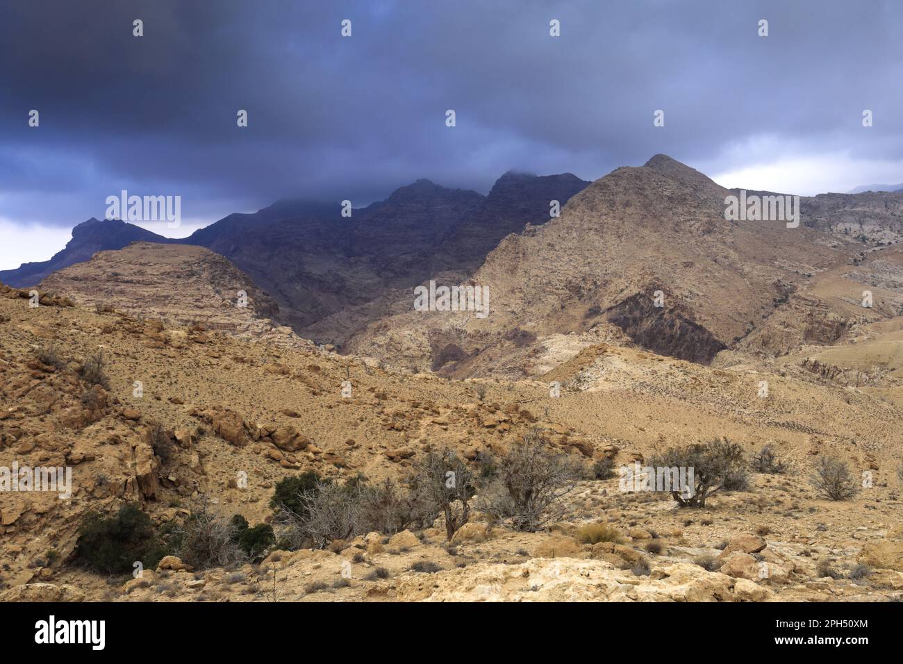 View over the landscape of Jabal Abu Mahmoud Mountains, South Central ...