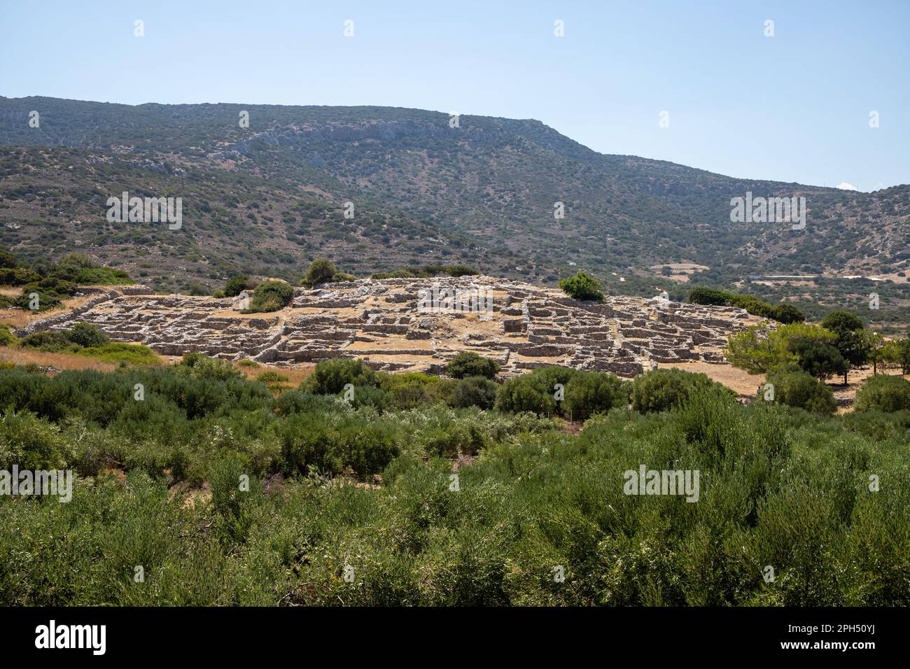 Ancient archaeological site in Crete with stone ruins. High quality ...