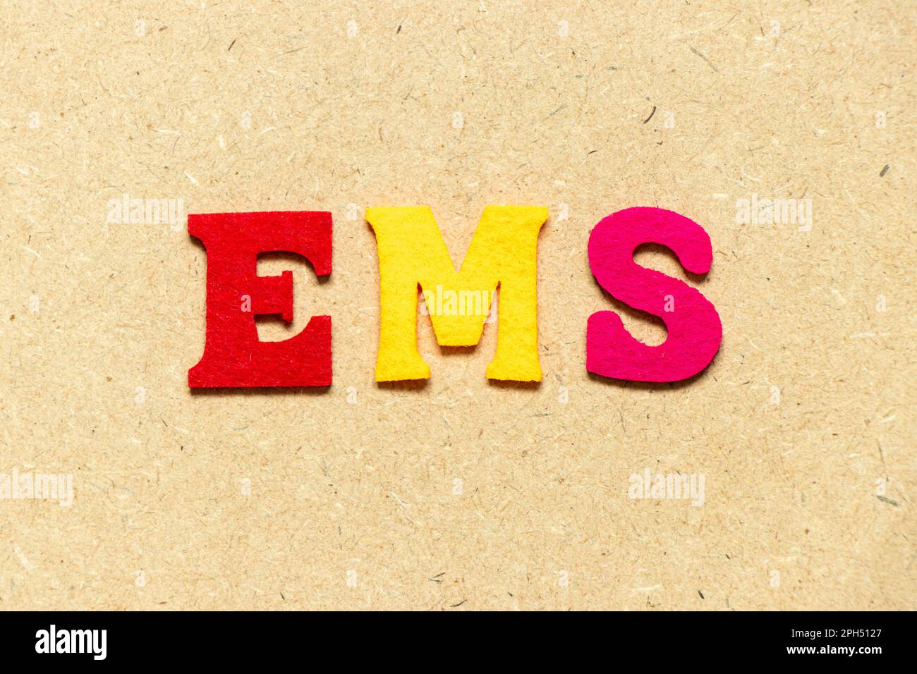 Color cloth alphabet letter in word EMS (abbreviation of emergency medical services or express ...
