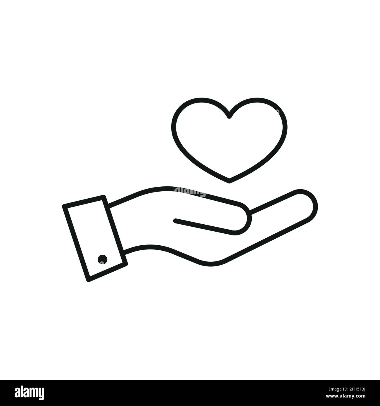 Heart over hand icon. High quality black vector illustration. icon ...