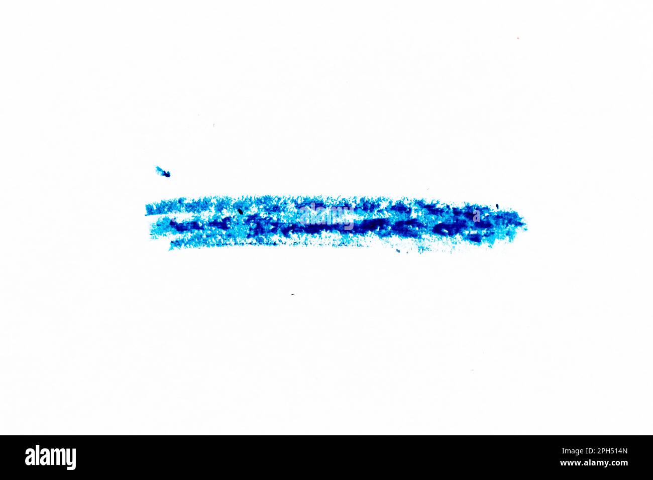 Blue color crayon hand drawing in line shape on white paper background ...