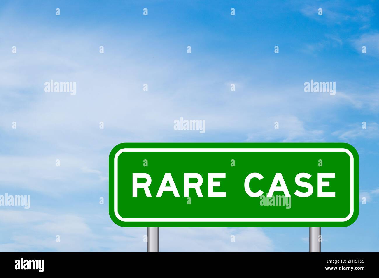 Green color transportation sign with word rare case on blue sky with ...