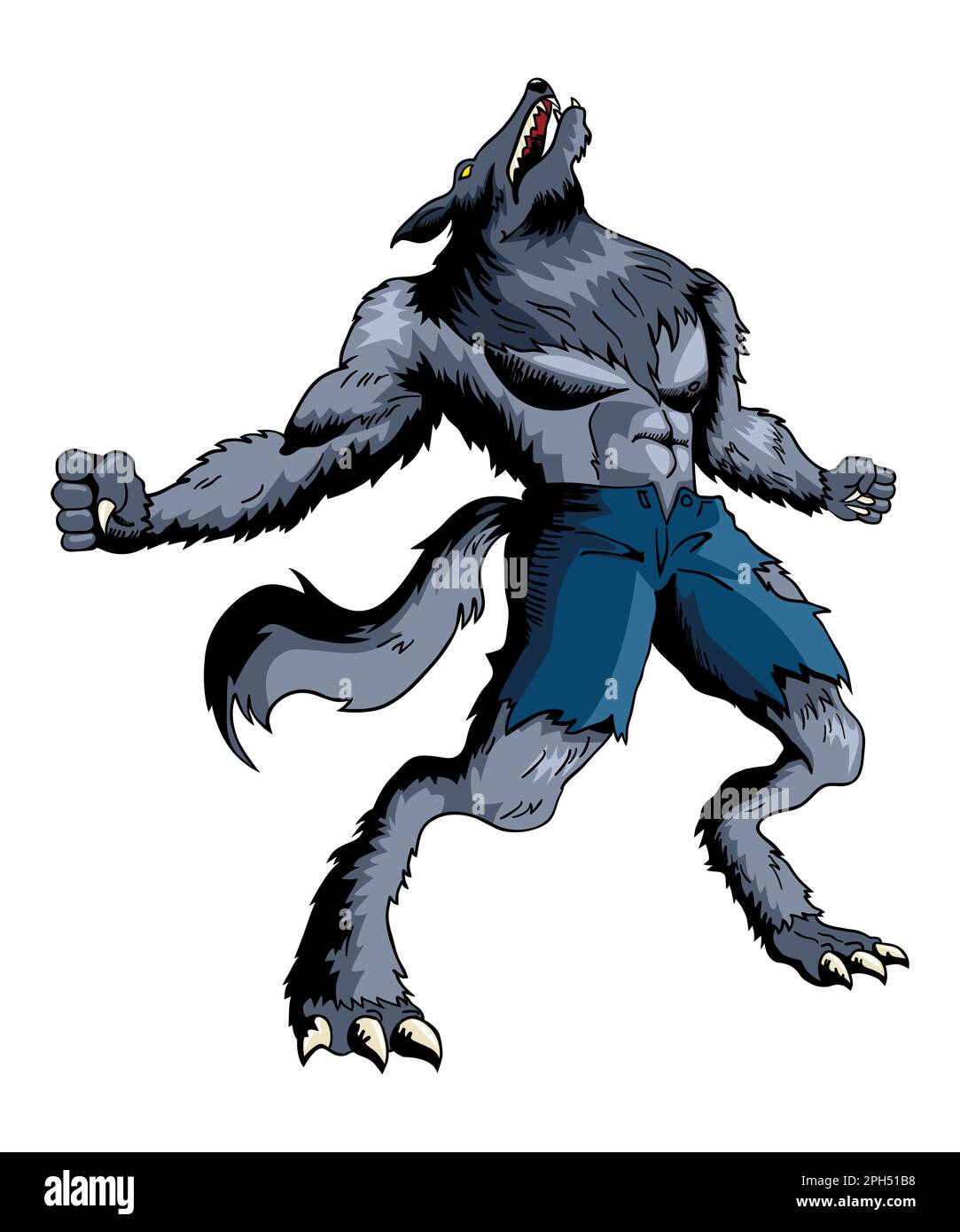 Cartoon illustration of a howling werewolf Stock Photo - Alamy