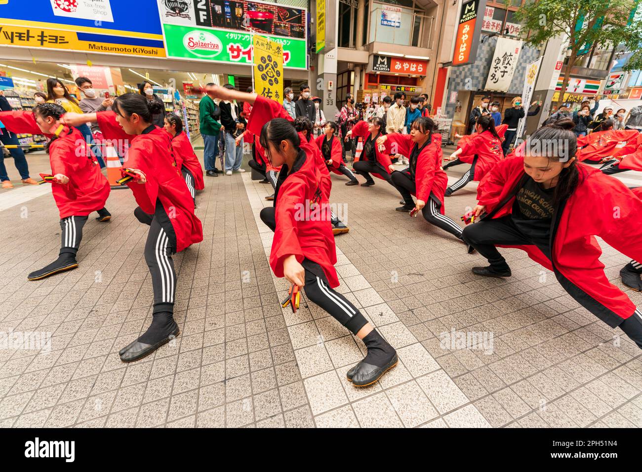 Close up of young adult women Japanese Yosakoi dancers wearing ...