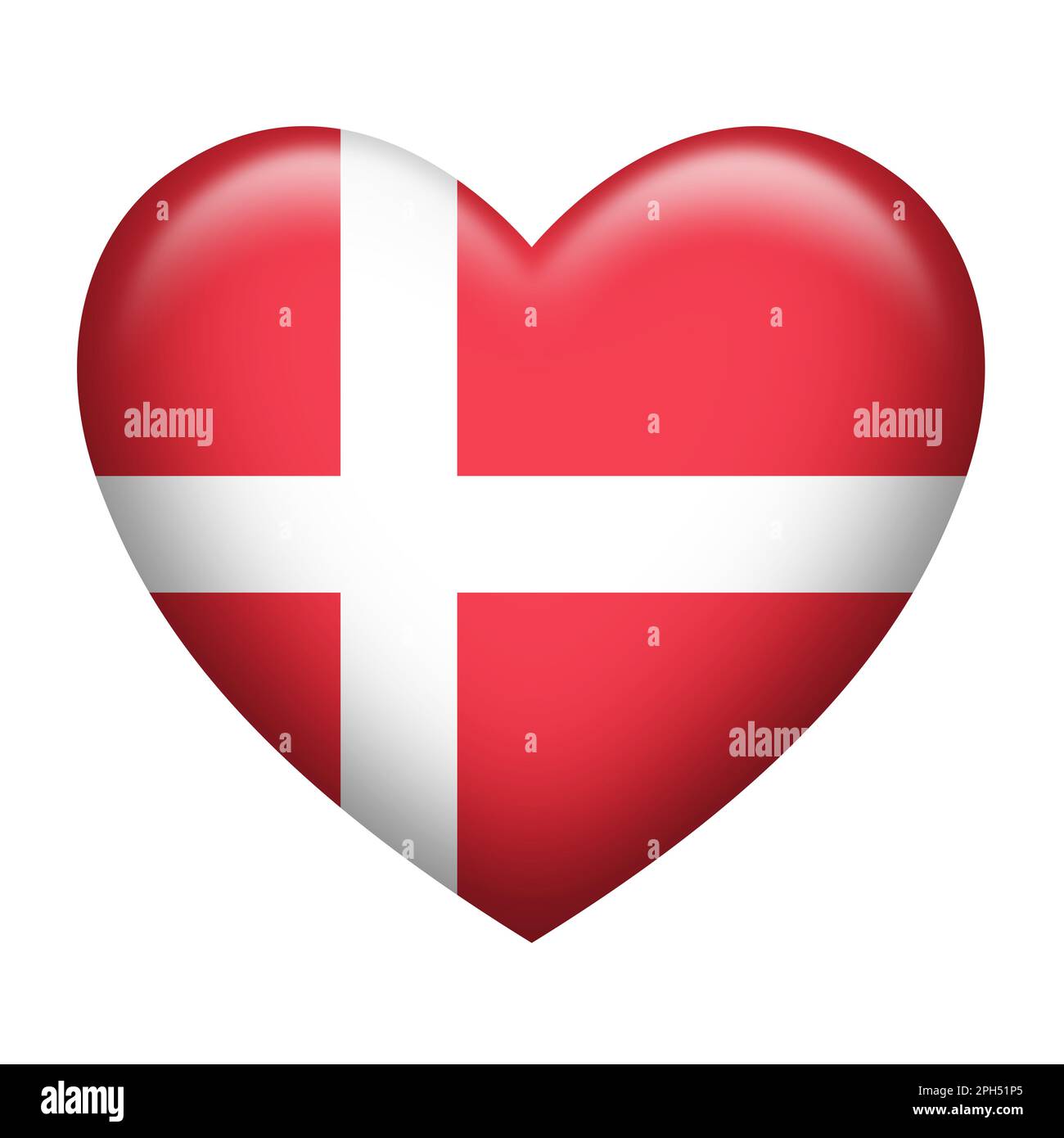 Heart shape of Denmark flag isolated on white Stock Photo - Alamy