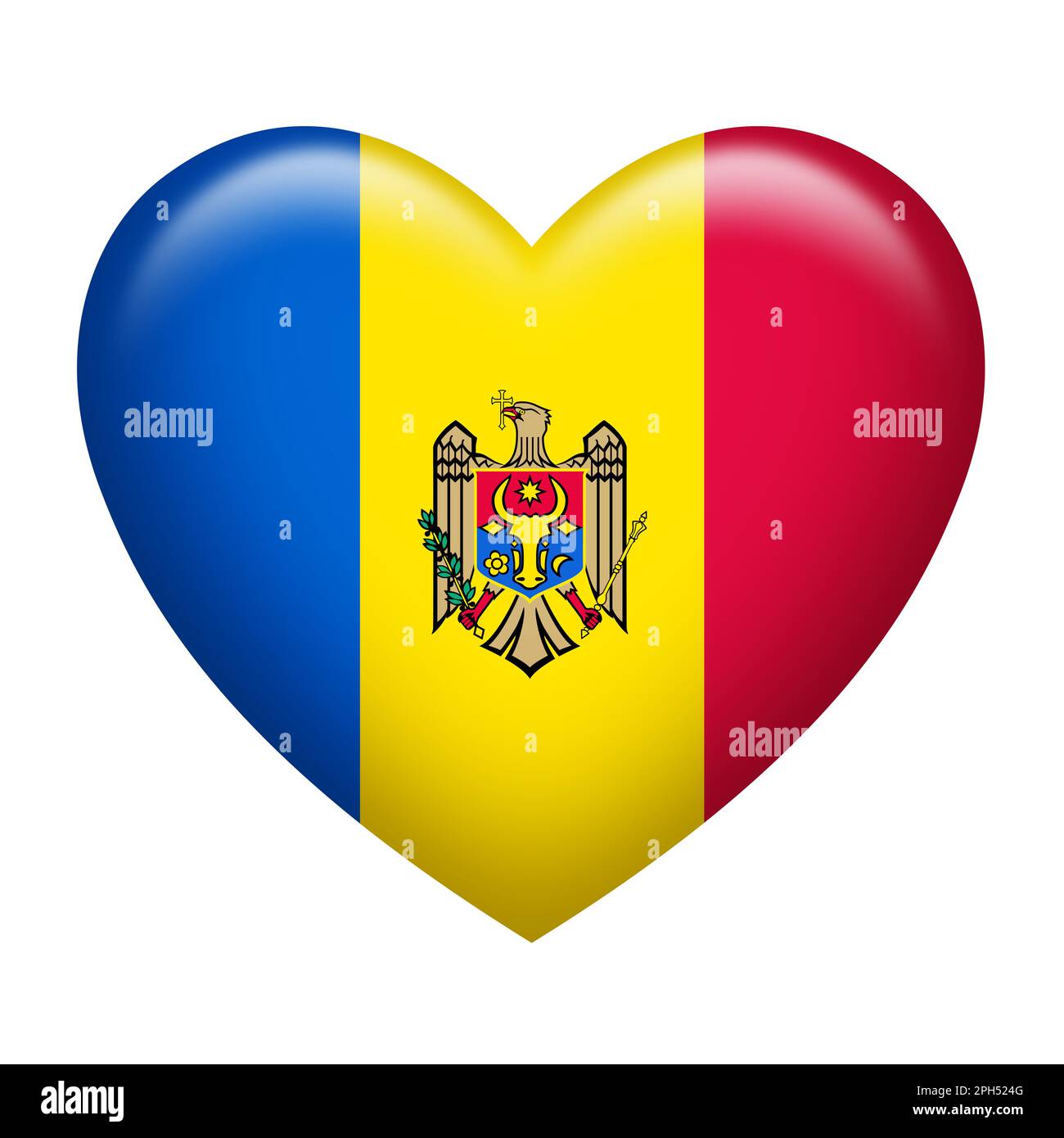 Heart shape of Moldova insignia isolated on white Stock Photo - Alamy