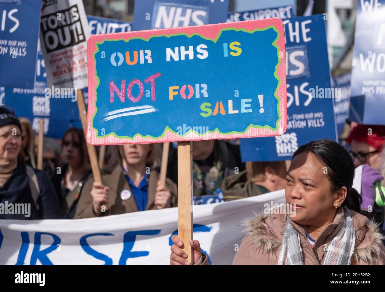 Protesters at the SOS NHS National Demo in London, supporting striking ...