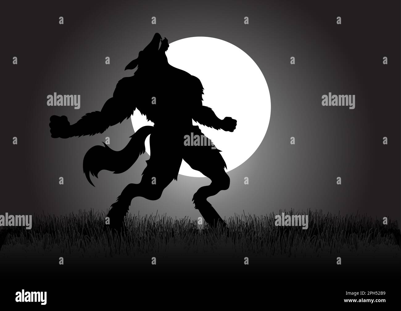 Stock vector of a werewolf howling in the night during full moon Stock ...