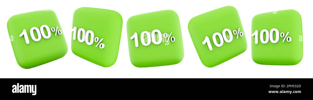 3d rendering 100 percent different positions icon set. 3d render price ...