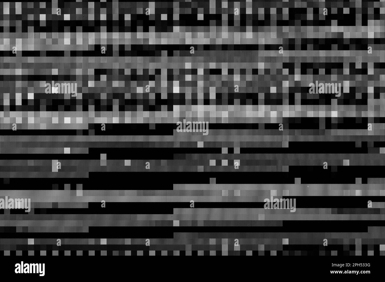 Abstract black and white pixel pattern background of a digital glitch ...